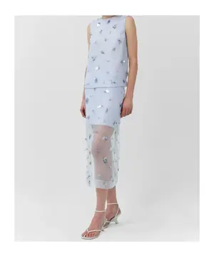 Simkhai Embellished Organza Midi Skirt - Light-colored
