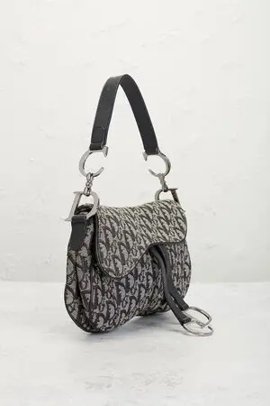 Dior Trotter Oblique Double Saddle Bag - Blue