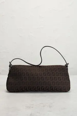 Fendi Zucchino Baguette Shoulder Bag - Brown