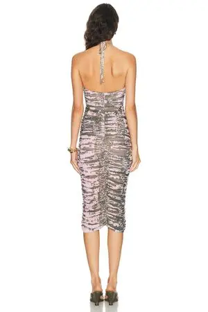 PatBO Botanic Stripe Halterneck Midi Dress