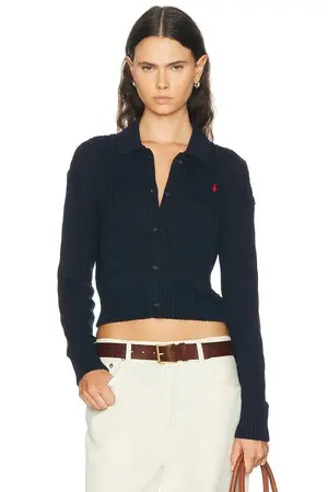 Polo Ralph Lauren Long Sleeve Cable Knit Cardigan - Hunter Navy