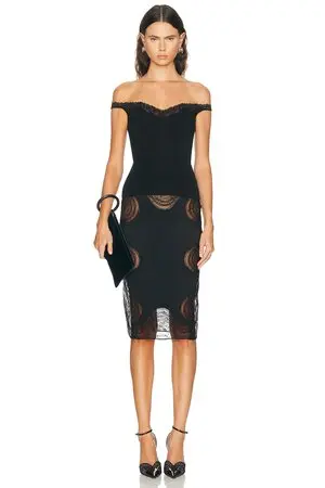 SELF-PORTRAIT Knitted Lace Top - Black