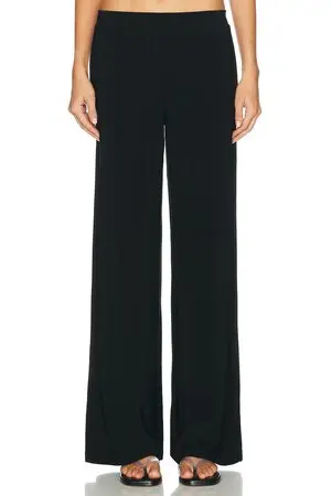 Norma Kamali Flat Front Wide Leg Pants - Black