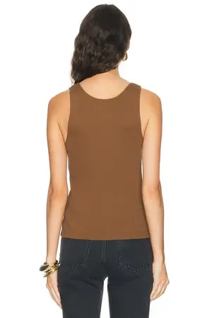 Saint Laurent Ribbed Cotton Jersey Tank Top