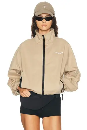 Miu Miu Gabardine Jacket With Zipper Details - Corda