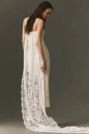 Ila Miles Maxi Dress Strapless Column Gown With Detachable Train