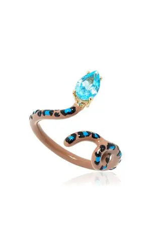 Bea Bongiasca Leopard Vine 9k Gold Topaz And Enamel Ring