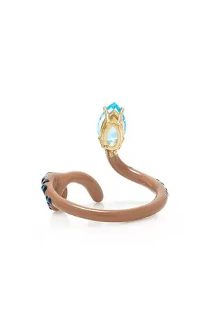 Bea Bongiasca Leopard Vine 9k Gold Topaz And Enamel Ring