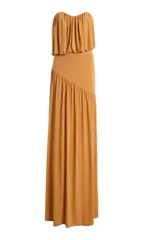 THIRD FORM Strapless Gathered Crepe Maxi Dress - Orange