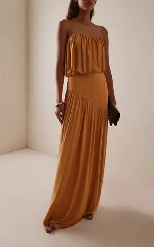 THIRD FORM Strapless Gathered Crepe Maxi Dress