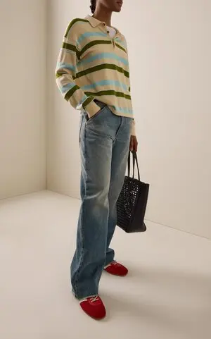 JW Anderson Rubgy Striped Cotton-wool Knit Polo Shirt