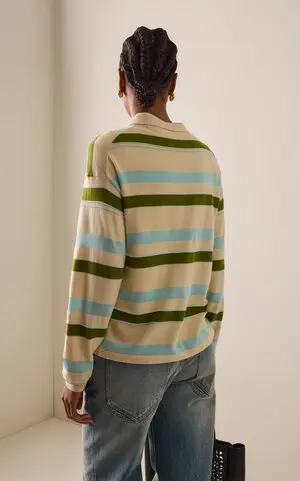JW Anderson Rubgy Striped Cotton-wool Knit Polo Shirt