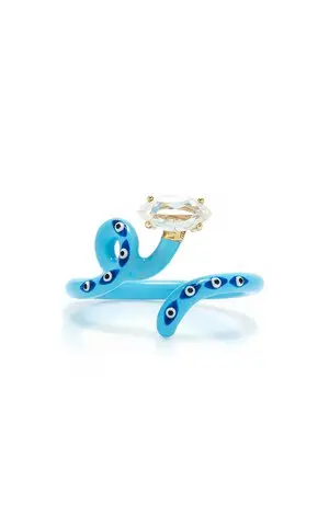 Bea Bongiasca Evil Eye 9k Gold Crystal And Enamel Ring - Blue