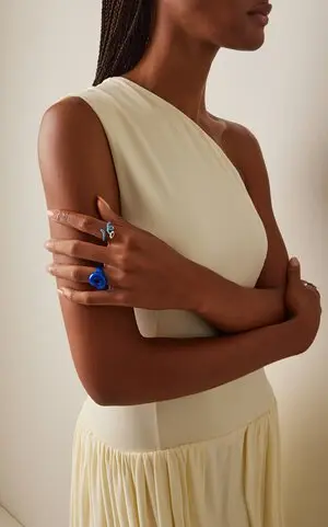 Bea Bongiasca Evil Eye 9k Gold Crystal And Enamel Ring