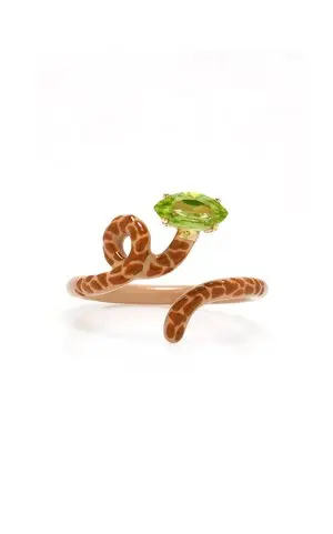 Bea Bongiasca Giraffe Vine 9k Gold Peridot And Enamel Ring - Multi