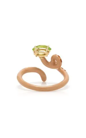 Bea Bongiasca Giraffe Vine 9k Gold Peridot And Enamel Ring
