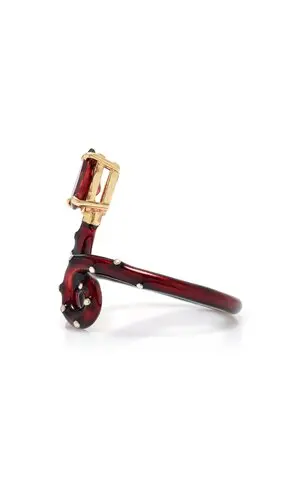 Bea Bongiasca Baby Vine 9k Gold Garnet And Enamel Ring