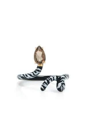 Bea Bongiasca Baby Zebra Vine 9k Gold Quartz And Enamel Ring - Multi