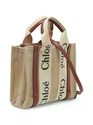 Chloé Small Woody Leather-trim Tote Bag