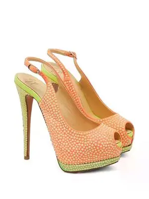 GIUSEPPE ZANOTTI Crystal-embellished Peep-toe Pumps