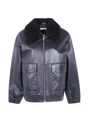 Liviana Conti Shearling-collar Leather Jacket - Black