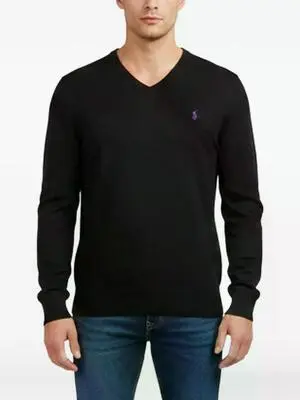 Polo Ralph Lauren V-neck Logo-embroidered Sweater - Black