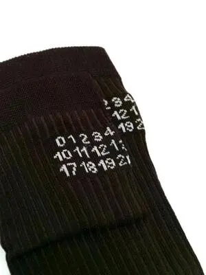 MAISON MARGIELA Logo-print Ribbed Socks - Brown