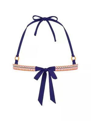 BANANA MOON Embroidered Halterneck Bikini Top - Blue