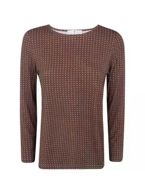 WHYCI Geometric-print Long-sleeve T-shirt - Brown