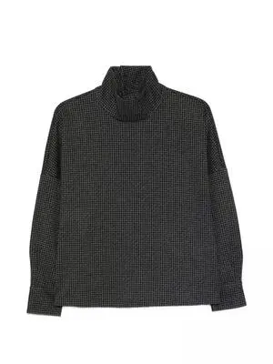 NIU Houndstooth Pattern High Neck Top