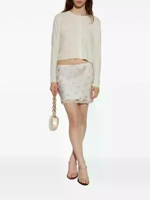 LoveShackFancy Cameyrn Cashmere Bow Detail Cropped Cardigan
