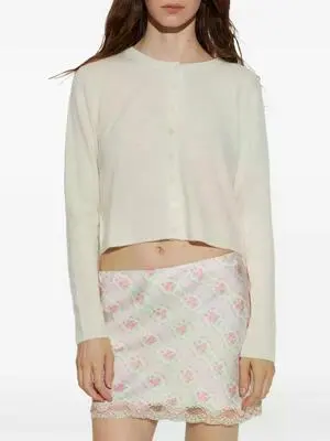 LoveShackFancy Cameyrn Cashmere Bow Detail Cropped Cardigan