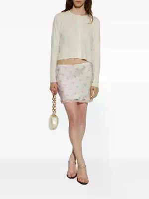 LoveShackFancy Cameyrn Cashmere Bow Detail Cropped Cardigan - Neutrals