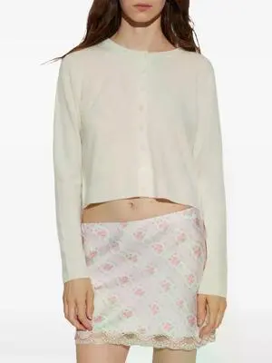 LoveShackFancy Cameyrn Cashmere Bow Detail Cropped Cardigan - Neutrals
