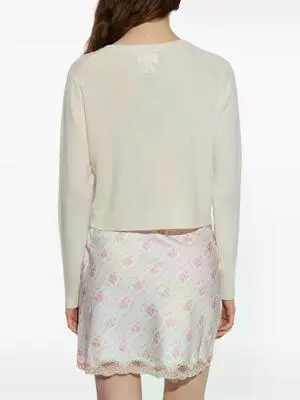 LoveShackFancy Cameyrn Cashmere Bow Detail Cropped Cardigan - Neutrals