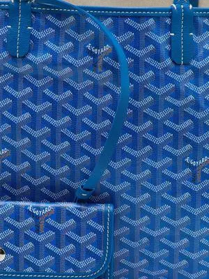 Goyard 2023 Pm Saint Louis Goyardine Tote Bag - Blue