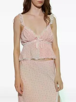 LoveShackFancy Nicoleta Floral-print Lace-trimmed Top