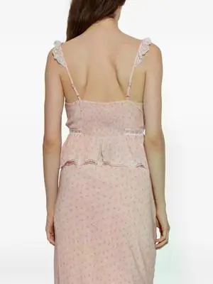 LoveShackFancy Nicoleta Floral-print Lace-trimmed Top