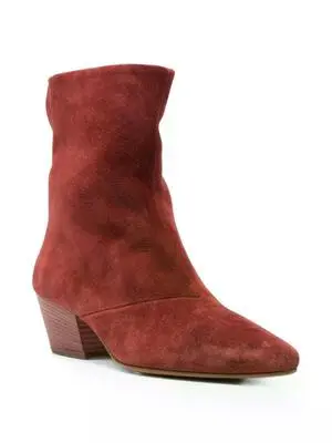 FORTE_FORTE Suede Pointed-toe Ankle Boots - Red