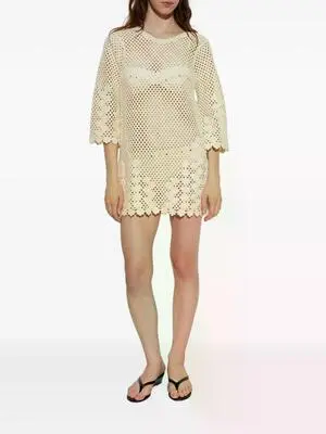 Posse Saskia Crochet-knit Mini Dress - Neutrals
