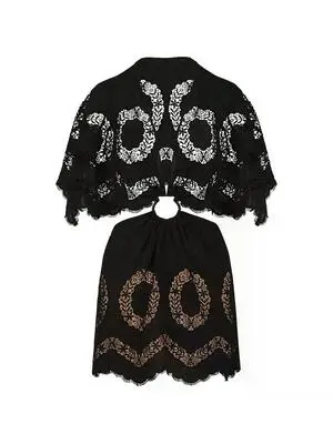 Johanna Ortiz Cotton Eyelet Mini Dress - Black