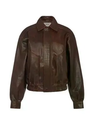 DUCIE Florence Calf Leather Bomber Jacket