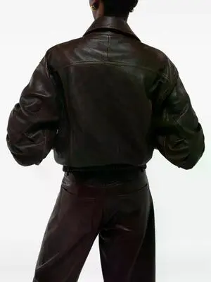 DUCIE Florence Calf Leather Bomber Jacket