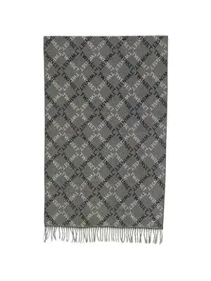 TWINSET Logo-print Fringed Scarf - Grey