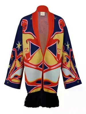PAULA Jacquard Fringed Cardigan