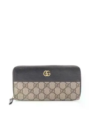 Gucci Gg Marmont Zip-around Wallet - Neutrals
