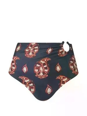 Johanna Ortiz Taita Paisley-print Bikini Bottoms - Blue