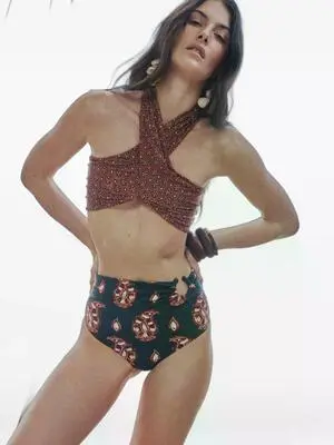 Johanna Ortiz Paisley Print High Waist Bikini Bottoms
