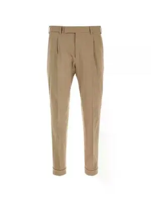 PT TORINO Pleated Turned-up Trousers - Neutrals