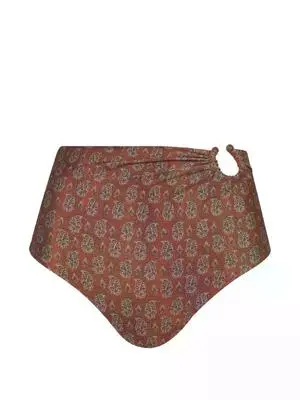Johanna Ortiz Taita Paisley-print High-waisted Bikini Bottoms - Brown